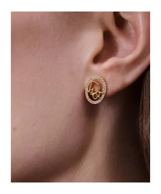 Dior Logo Oval Stud Earrings