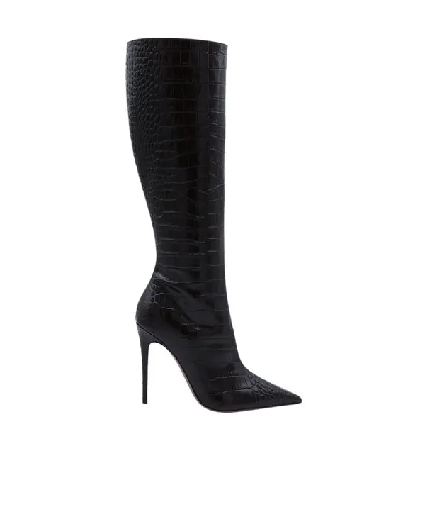 Paris Texas Vera Crocodile-effect Tall Boots - Black