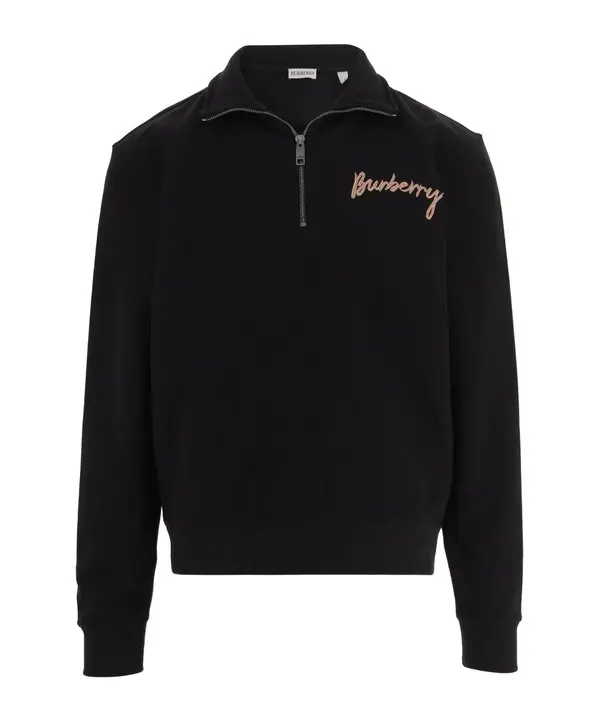 Burberry Logo Embroidered Half-zip Sweatshirt