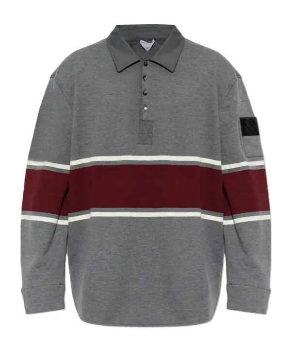 Bottega Veneta Long-sleeved Polo Shirt - Grey