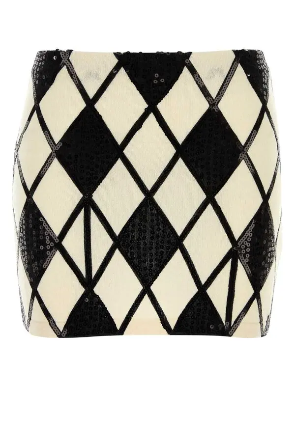 Blumarine Embroidered Wool-blend Mini Skirt - Printed