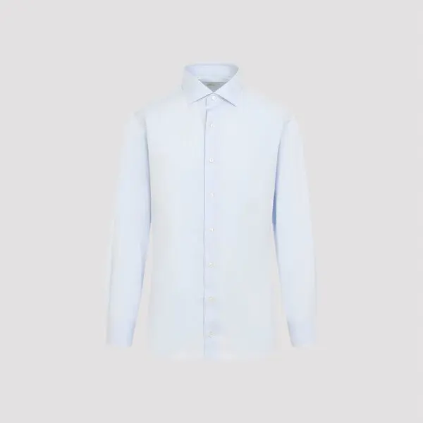 Brioni Cotton Long Sleeve Dress Shirt - Blue