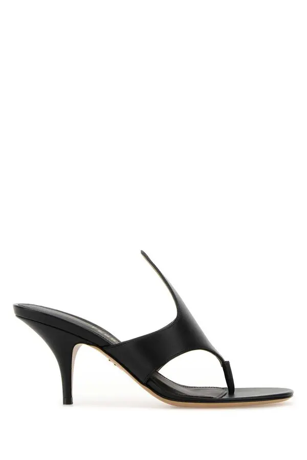 FERRAGAMO Lyrai Leather Thong Sandals With 7 Cm Heel