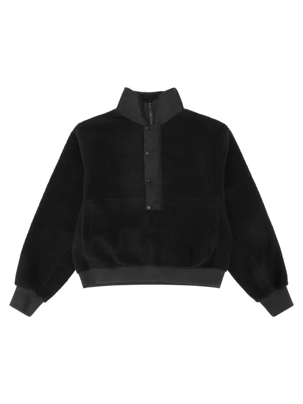 ENTIRE STUDIOS Partial Front Snap & Zipper Sweatshirt With Kangaroo Pocket And Ribbed Trim