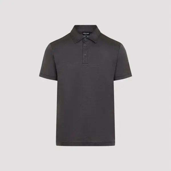Giorgio Armani Silk-cotton Polo Shirt For - Brown