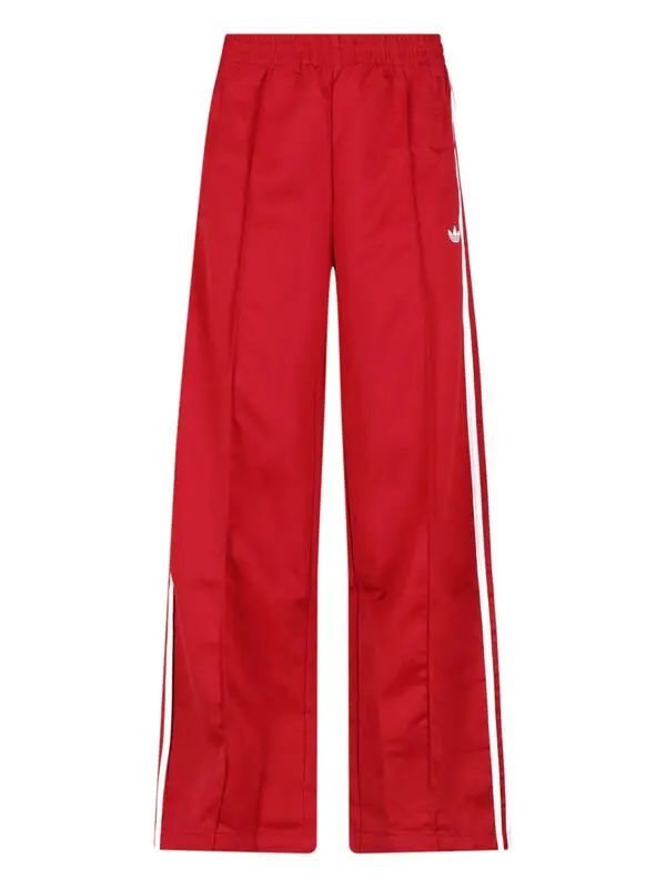 Adidas Wide-leg Track Pants With Contrast Stripe Detail - Red