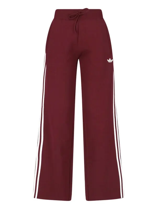 Adidas Wide-leg Track Pants With Contrast Stripe Detail - Red