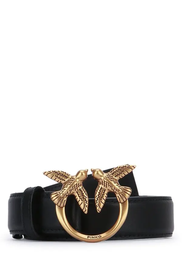 Pinko Classic Leather Belt With Distinctive Buckle - Black