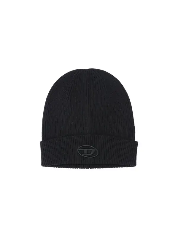 DIESEL® Wool-cotton Knit Beanie Hat - Black
