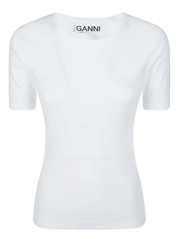 GANNI Short Sleeve Logo T-shirt - Bianco