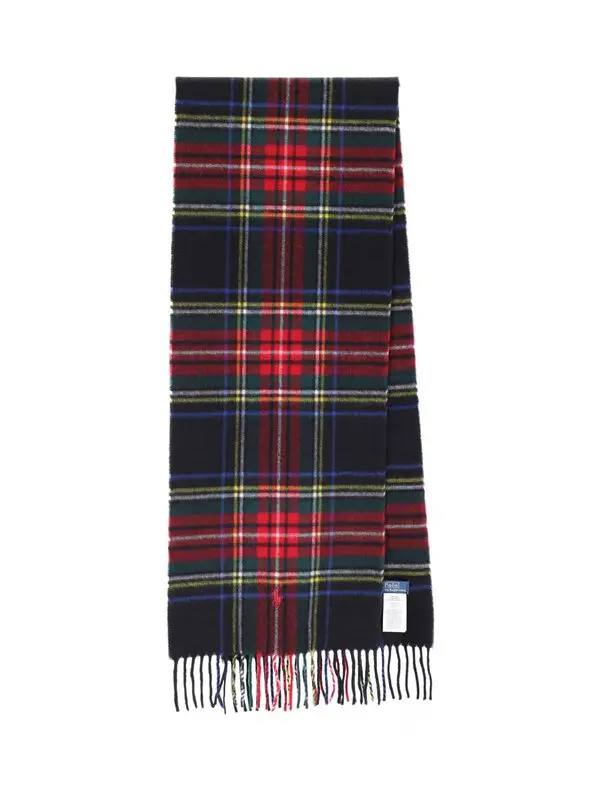 Polo Ralph Lauren Plaid Fringe Scarf - Black