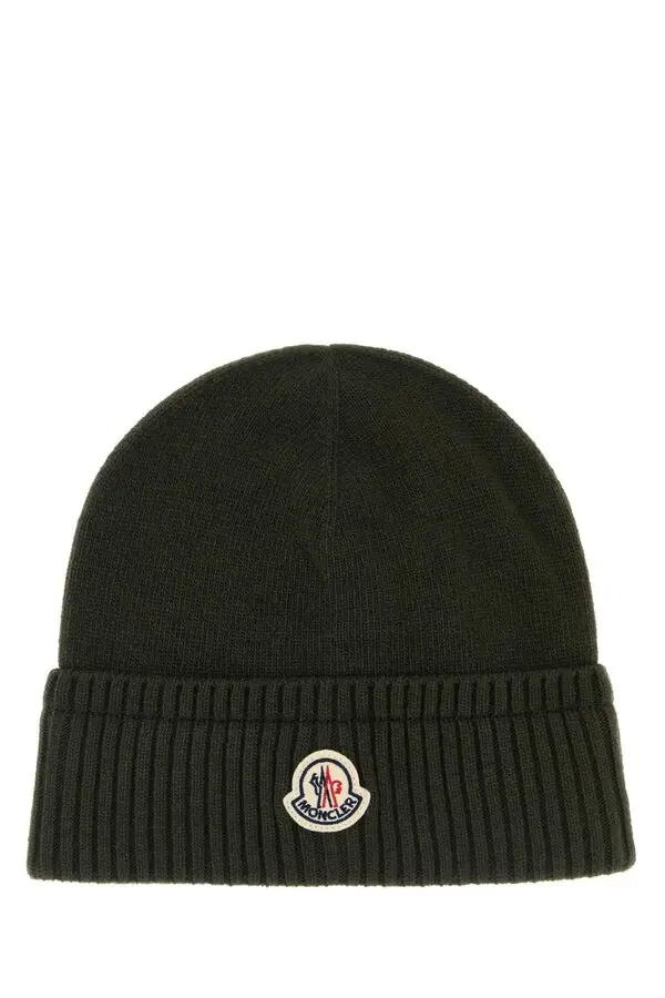 Moncler Wool Blend Beanie Hat With Cashmere