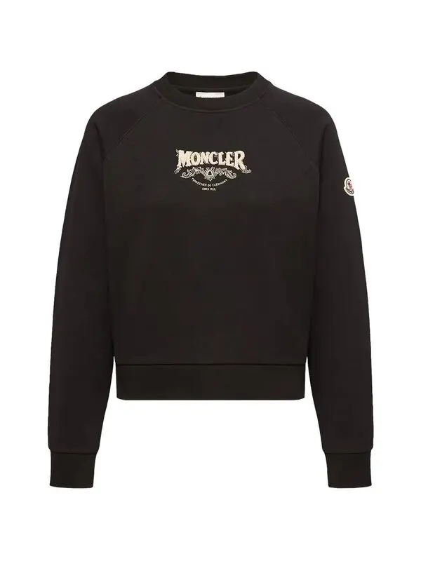Moncler Beaded & Embroidered Logo Crewneck Sweatshirt - Nero