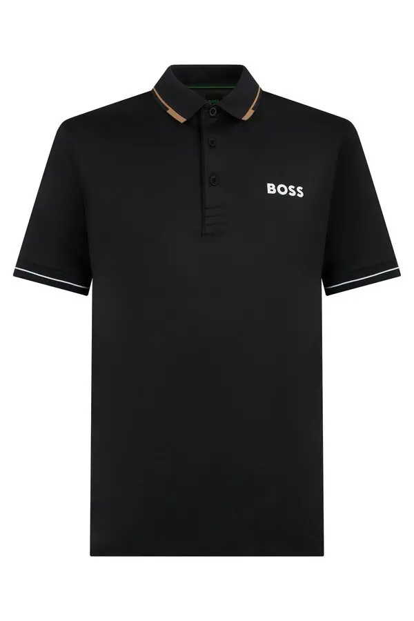 BOSS Stretch Piqué Cotton Polo Shirt With Logo Print