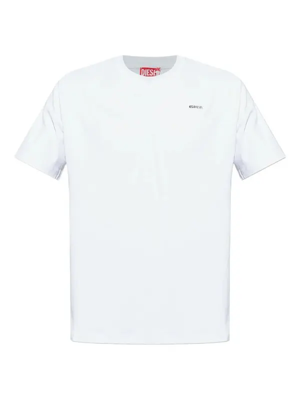 DIESEL® Logo Detail Crew Neck Short-sleeve T-shirt 100% Cotton - Bianco