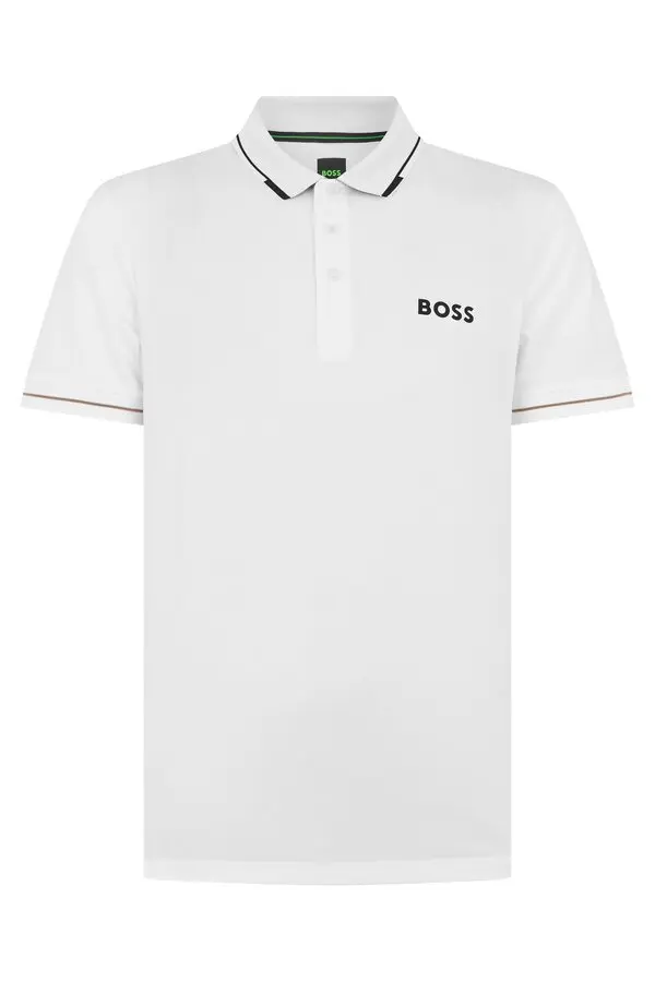 BOSS Stretch Cotton Piqué Elasticized Polo With Contrast Trim