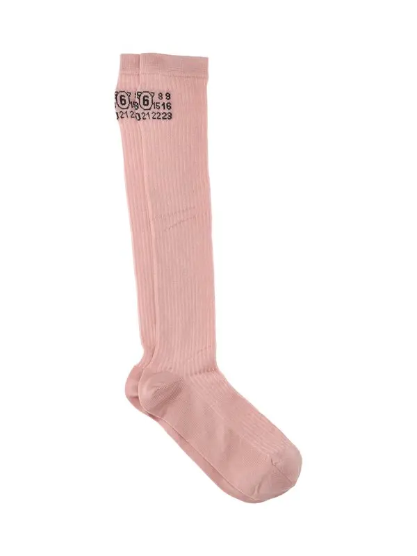 MAISON MARGIELA Ribbed Printed Knee-high Socks - Pink