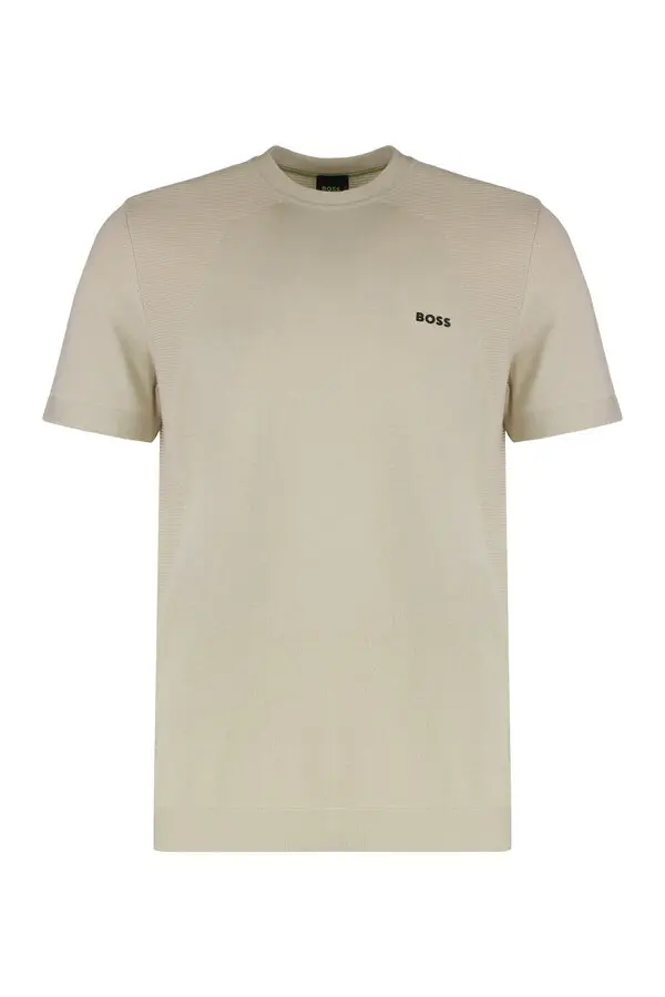 BOSS Knit Short Sleeve T-shirt - Beige