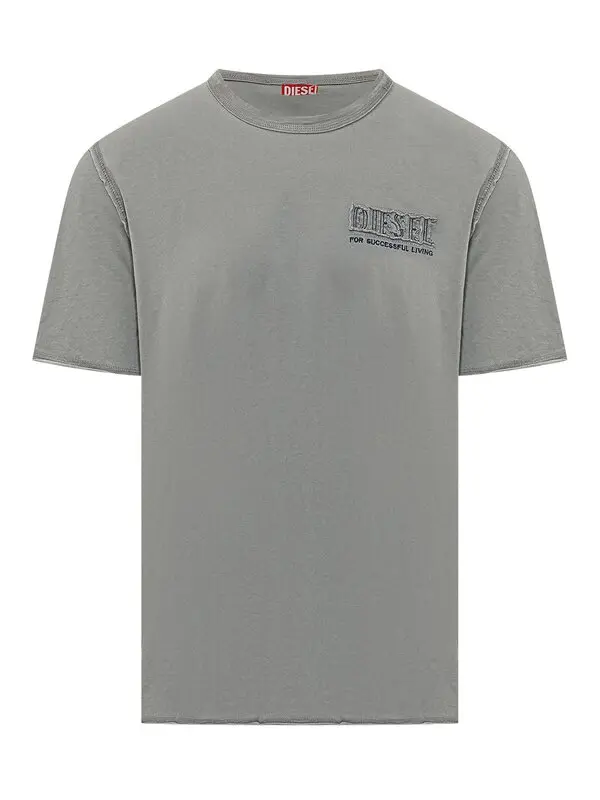 DIESEL® Embroidered Logo T-shirt - Grigio Chiaro