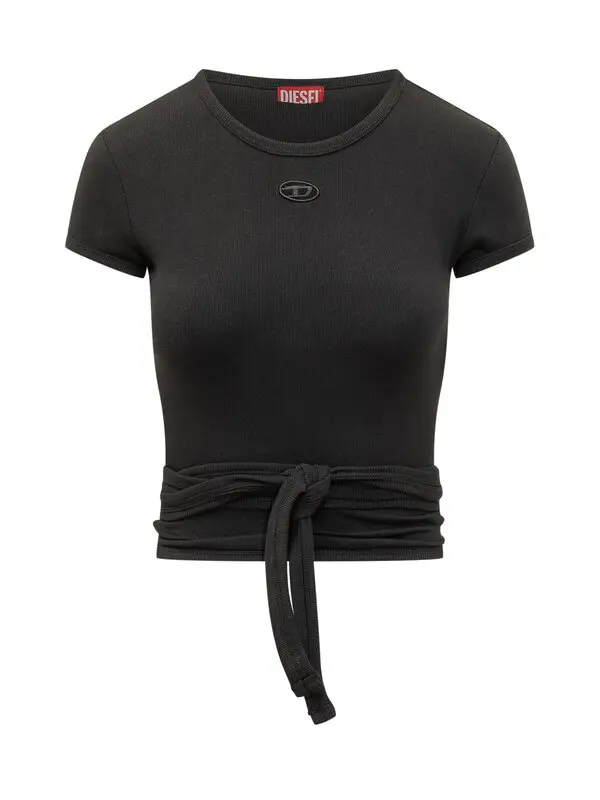 DIESEL® Graphic T-shirt With Tail Detail - Nero