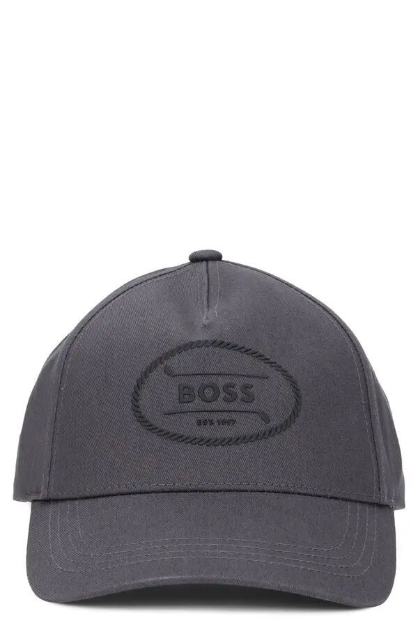 BOSS Baseball Cap With Curved Visor And Center Logo - Grey
