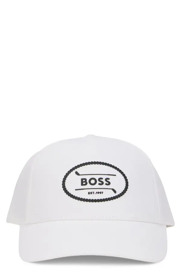 BOSS Cotton Cap With Curved Visor And Oval Logo - White