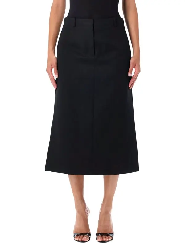 Fendi Midi Wool Tailored Skirt - Nero