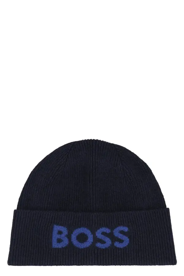 BOSS Classic Knit Cap With Logo - Blue