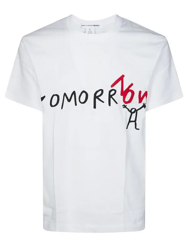 Comme Des Garçons Graphic Print T-shirt For Casual Style - Bianco