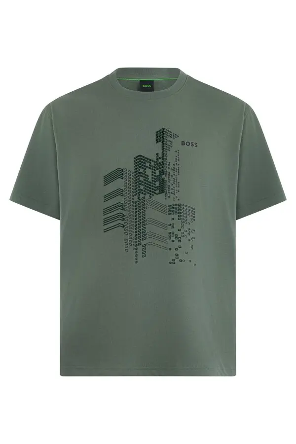 BOSS Soft Cotton Minimalist Graphic Short-sleeve T-shirt - Green