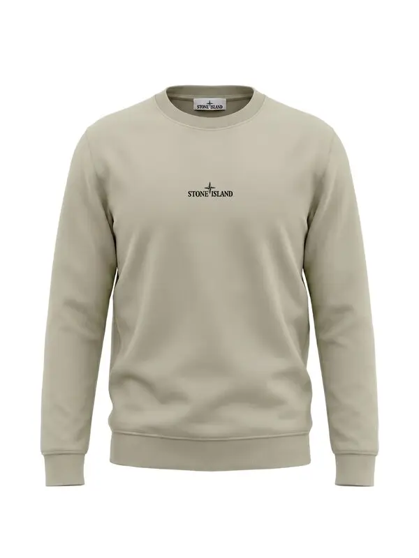 Stone Island Logo Print Crewneck Sweatshirt - Sand