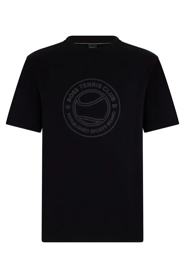 BOSS Cotton T-shirt With Central Print Available In Multiple Sizes - Black