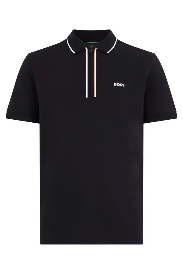 BOSS Cotton Polo With Zip Closure Classic Fit