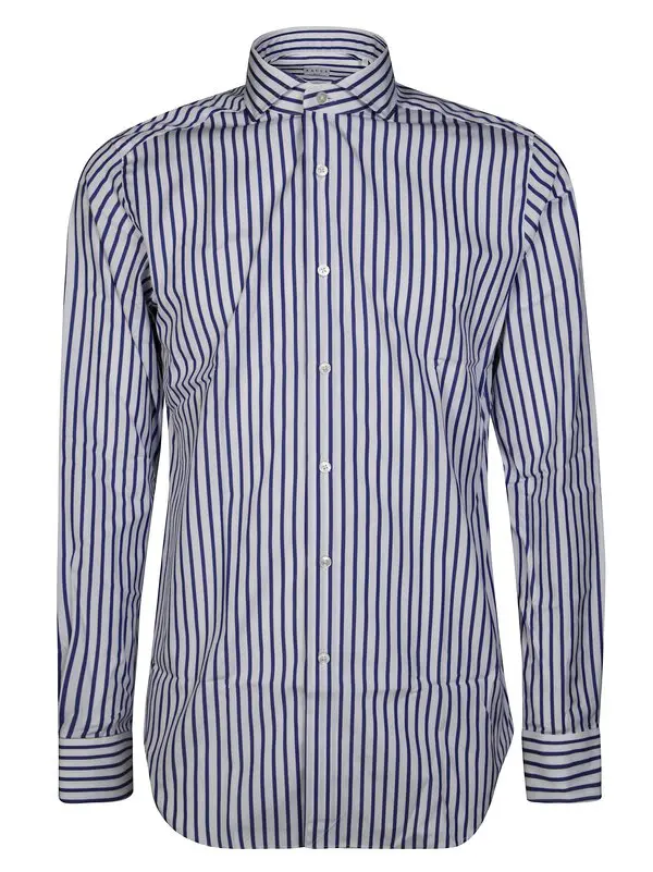 XACUS Wide French Neck Stripe Shirt