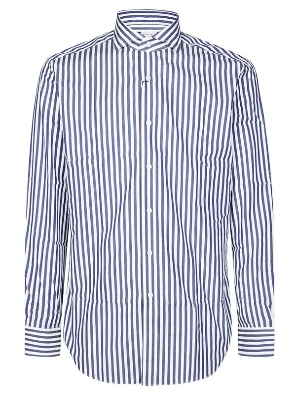 XACUS Wide French Neck Stripe Shirt