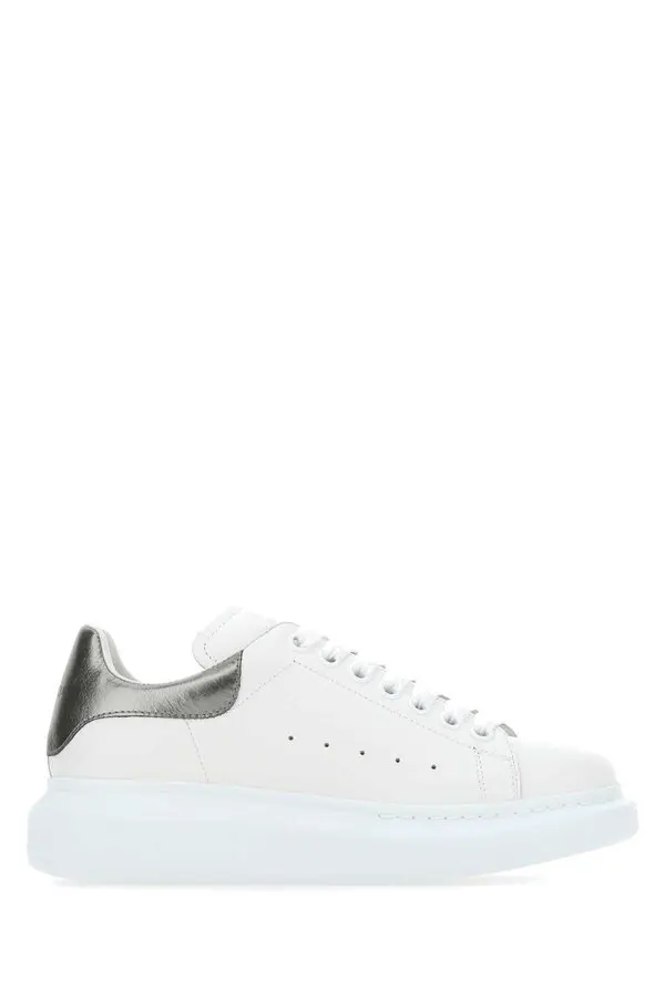 Alexander McQueen Leather Sneaker With Lead Leather Heel - White