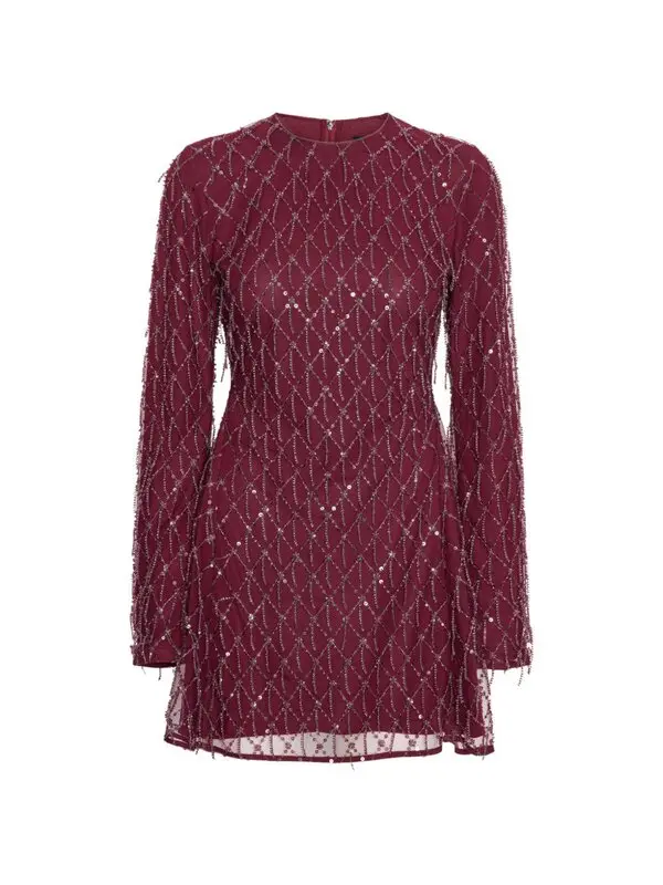 ROTATE BY BIRGER CHRISTENSEN Sequined Flared Mini Dress With Back Zip Closure - Rosso