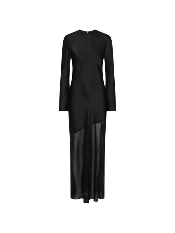 ROTATE BY BIRGER CHRISTENSEN Long-sleeved Sheer Skirt Dress With Back Zip - Nero