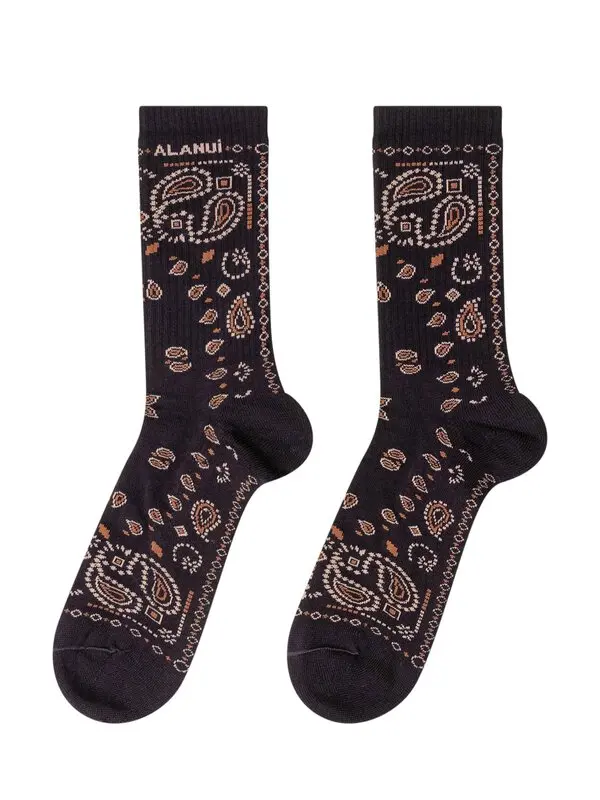 Alanui Bandana Knit Socks - Navy Blue