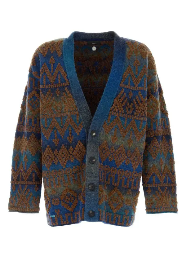 Alanui No Brand-embroidered Oversize Western Beat Cardigan In Cotton Blend - Printed