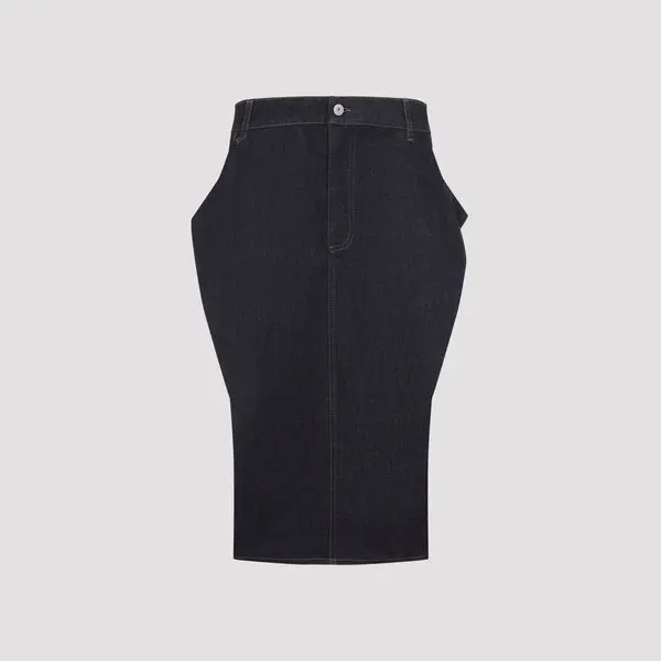 Jacquemus Denim Midi Skirt With Cashmere Blend