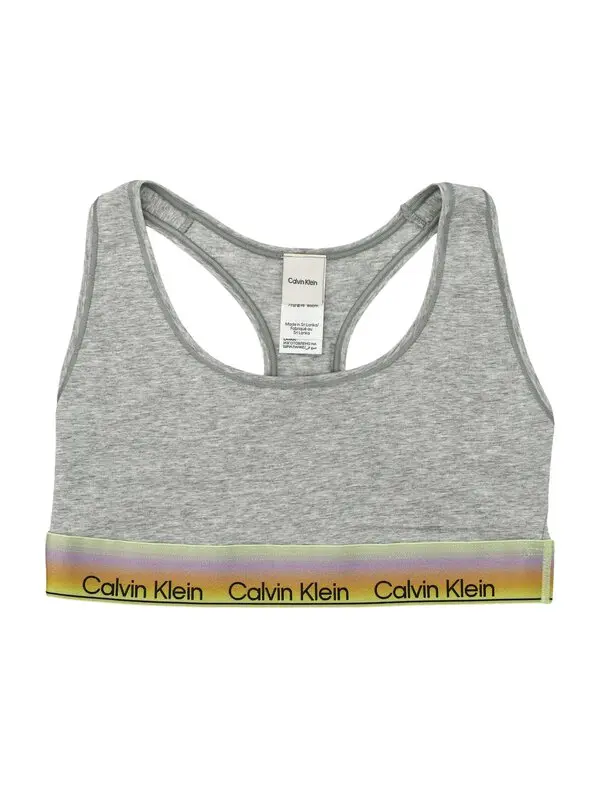 Calvin Klein The Sports Bralette With Racerback And Logo Band - Grigio