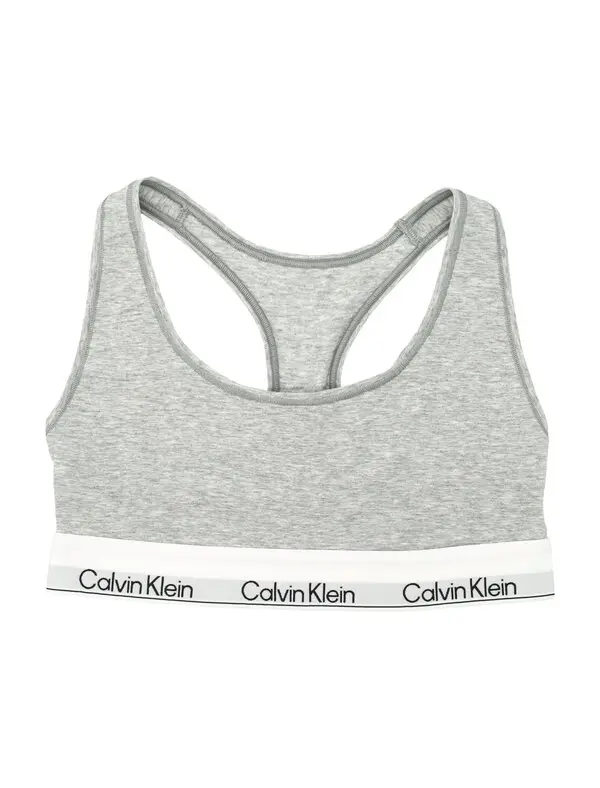 Calvin Klein Logo Elastic Racerback Bralette - Grigio