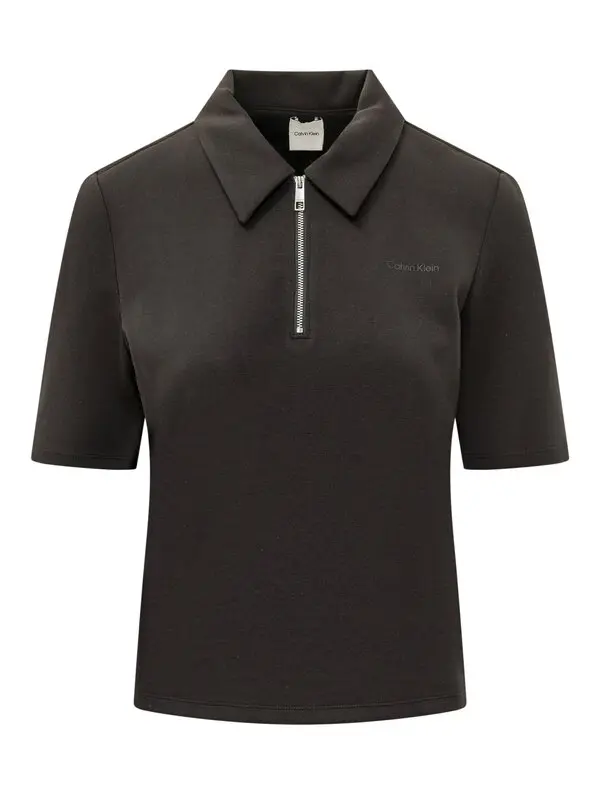 Calvin Klein Polo Sleeves Cut With Zip - Black