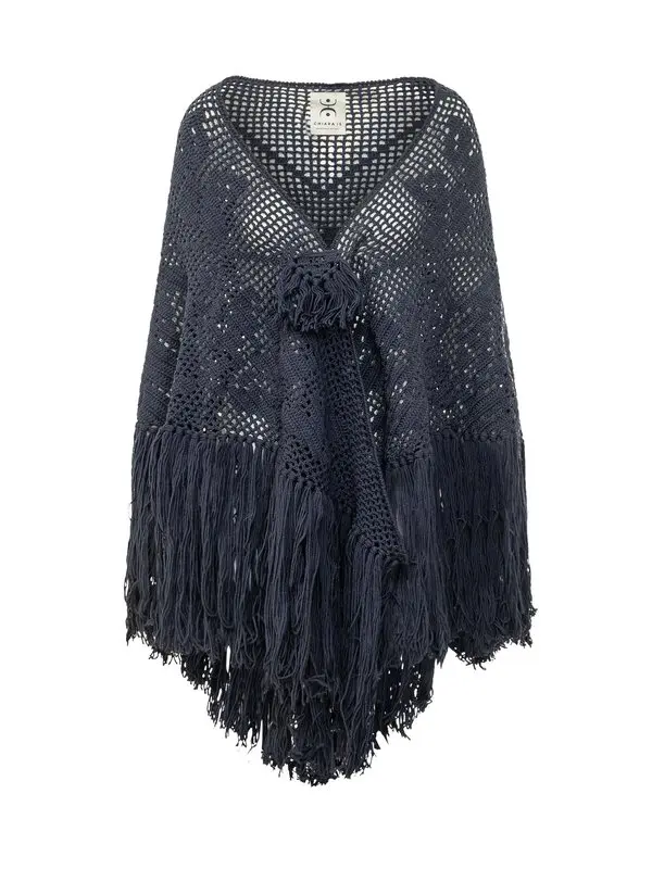 CHIARA IS Peonia Shawl Scarf - Midnight Blue