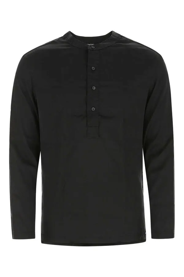 TOM FORD Stretch Satin Pajama Shirt - Black