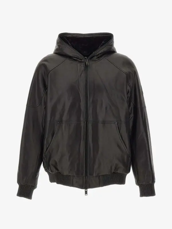 Moose Knuckles Neo Leather Hooded Jacket - Black