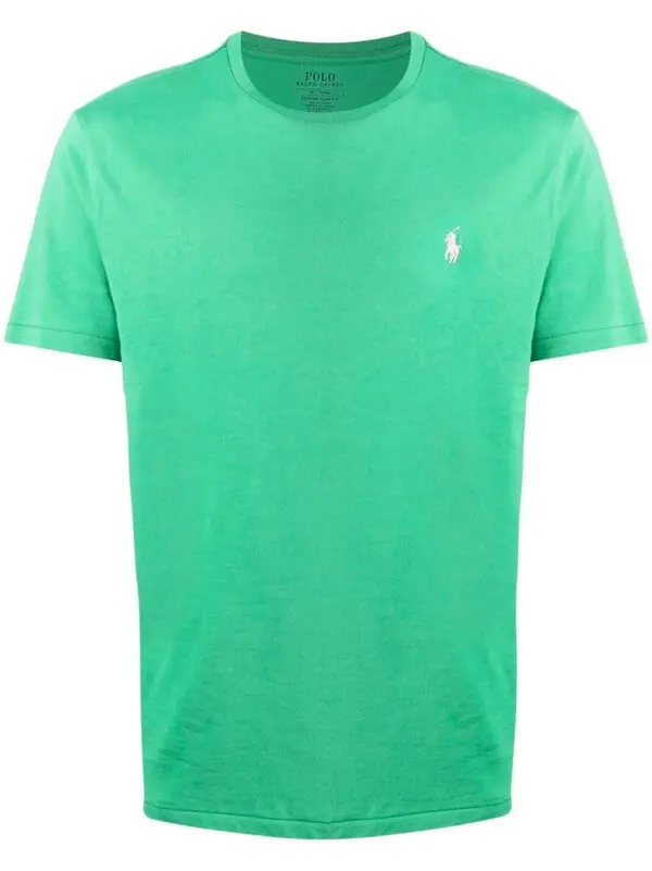 Polo Ralph Lauren Signature Embroidered Neck T-shirt In Medium - Green