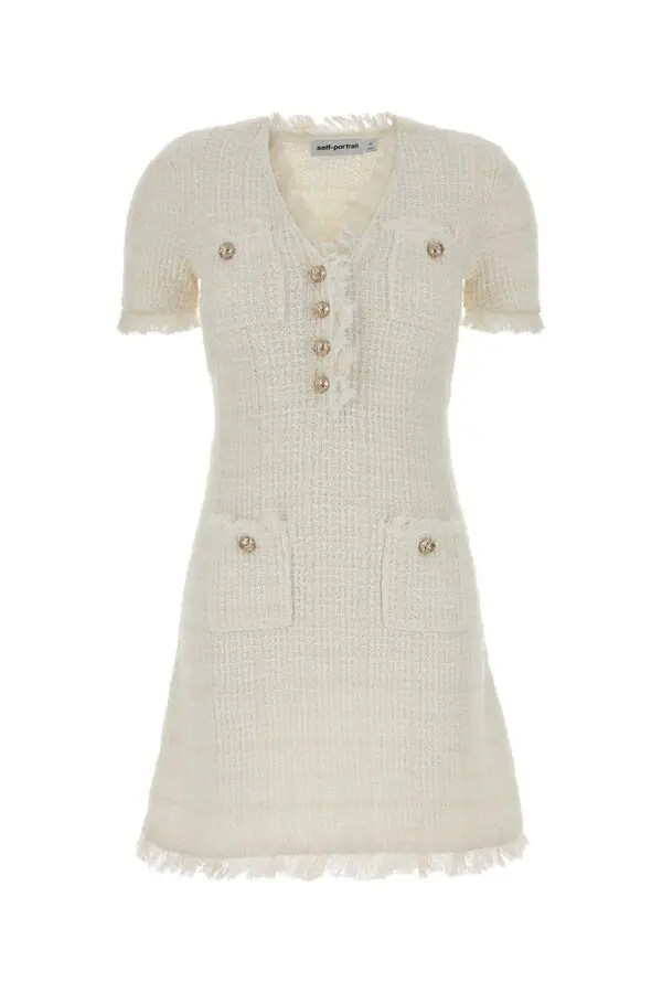 SELF-PORTRAIT Inspired Knit Mini Dress - White