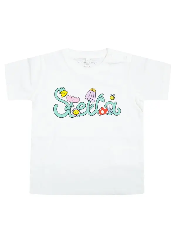 Stella McCartney Mini Logo Floral Print T-shirt - Bianco